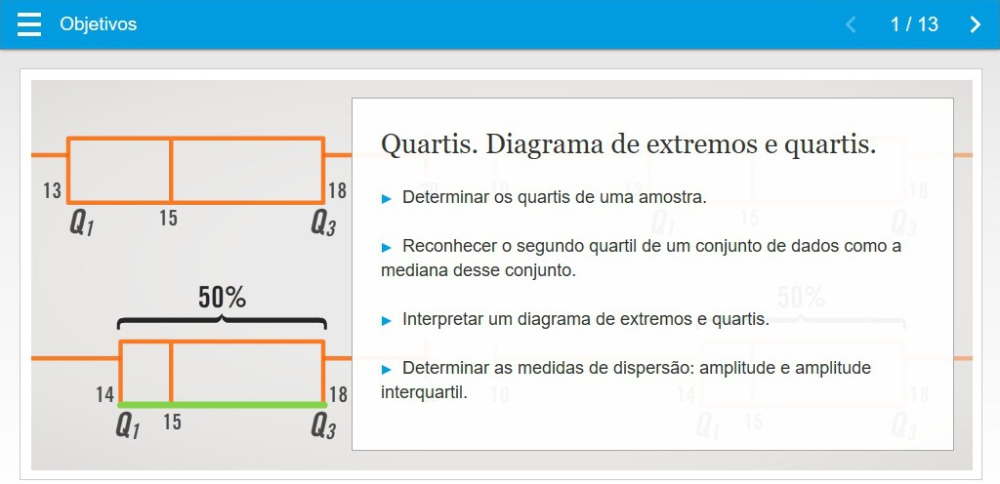 Quartis. Diagramas de extremos e quartis. - Escola Virtual