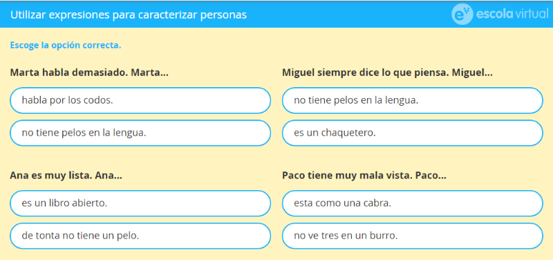 Utilizar expresiones para caracterizar personas - Escola Virtual
