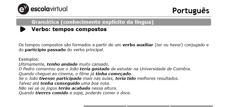 Verbo: tempos compostos - Escola Virtual