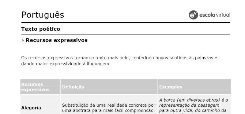 Texto poético – Recursos expressivos - Escola Virtual
