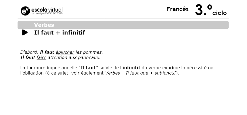 Escola Virtual - Il faut + infinitif