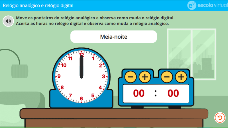 Escola Virtual - Relógio analógico e relógio digital