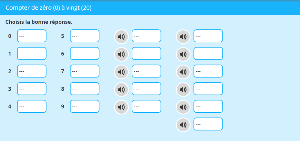 Escola Virtual - Compter de 0 à 20