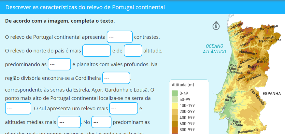 Descrever as características do relevo de Portugal continental - Escola ...