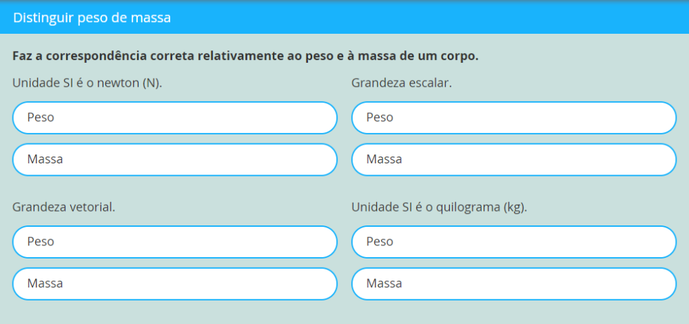 Distinguir peso de massa - Escola Virtual