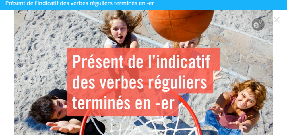 Présent de l'indicatif des verbes terminés en -er - Escola Virtual