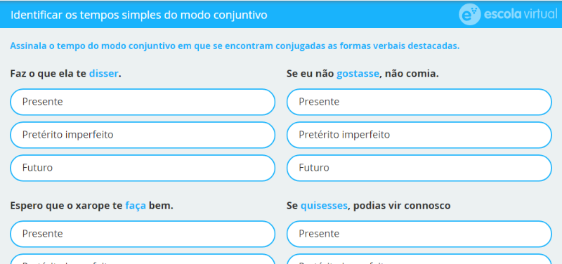 Identificar os tempos simples do modo conjuntivo - Escola Virtual