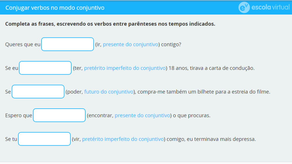 Conjugar verbos no modo conjuntivo - Escola Virtual